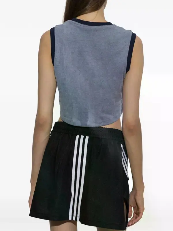 Adidas Trefoil Embroidered Ribbed Knit Cropped Top
