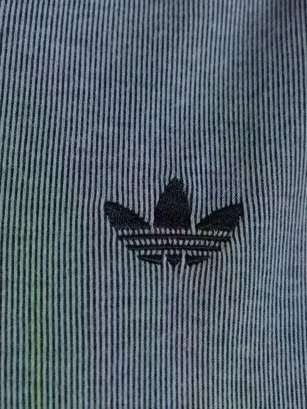 Adidas Trefoil Embroidered Ribbed Knit Cropped Top