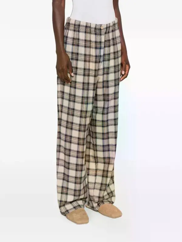 A.M.G. Check Pattern Wide-leg Trousers