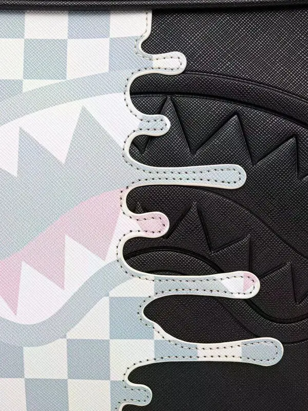 SPRAYGROUND Checkered Shark Saffiano Makeup Bag - Black