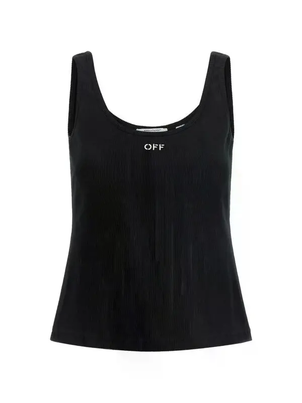 Off-White Off Stamp" Logo-embroidered Ribbed Tank Top - Black