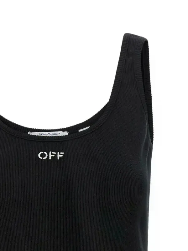 Off-White Off Stamp" Logo-embroidered Ribbed Tank Top - Black