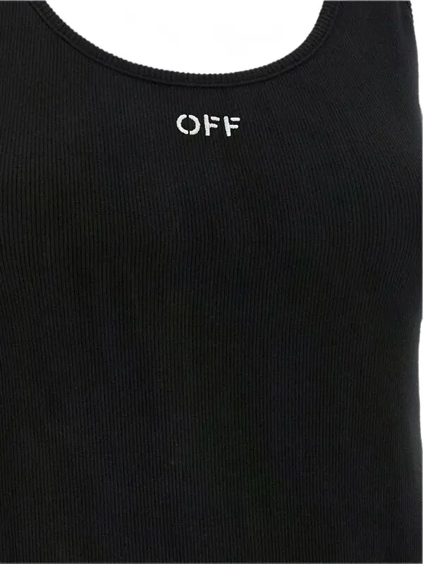 Off-White Off Stamp" Logo-embroidered Ribbed Tank Top - Black