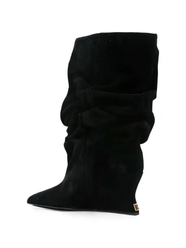 Balmain Slouchy Wedge Boots - Black