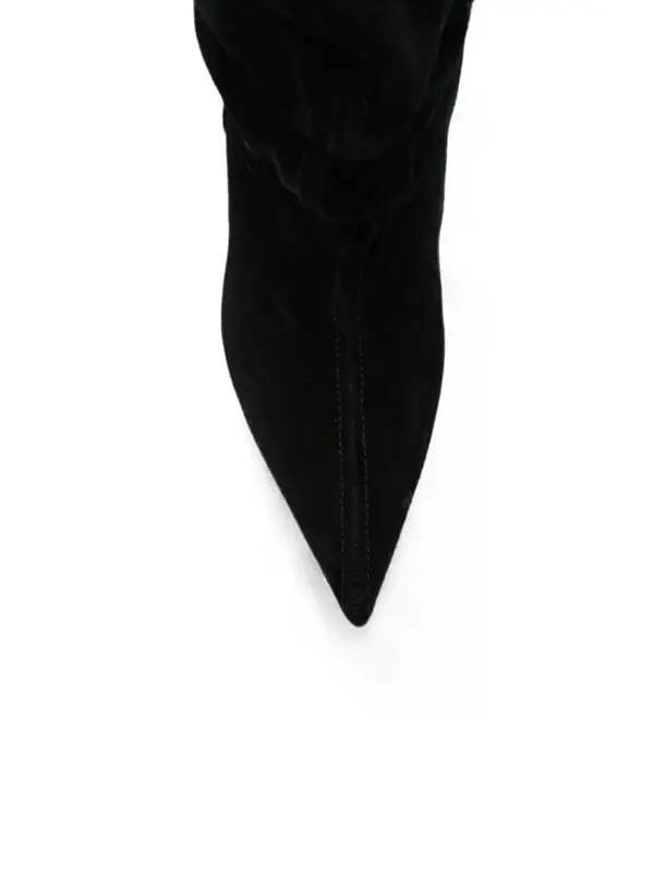 Balmain Slouchy Wedge Boots - Black