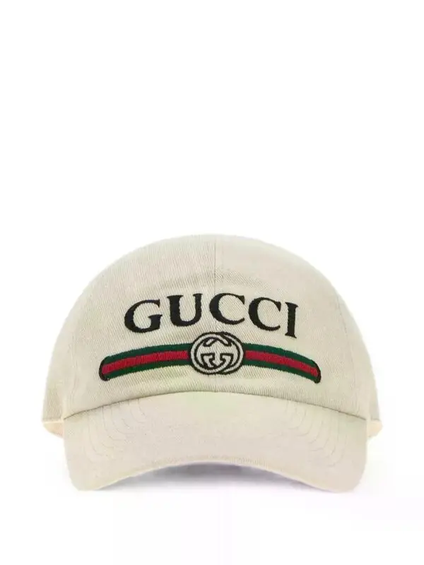 Gucci Logo Embroidered Baseball Cap - Neutrals
