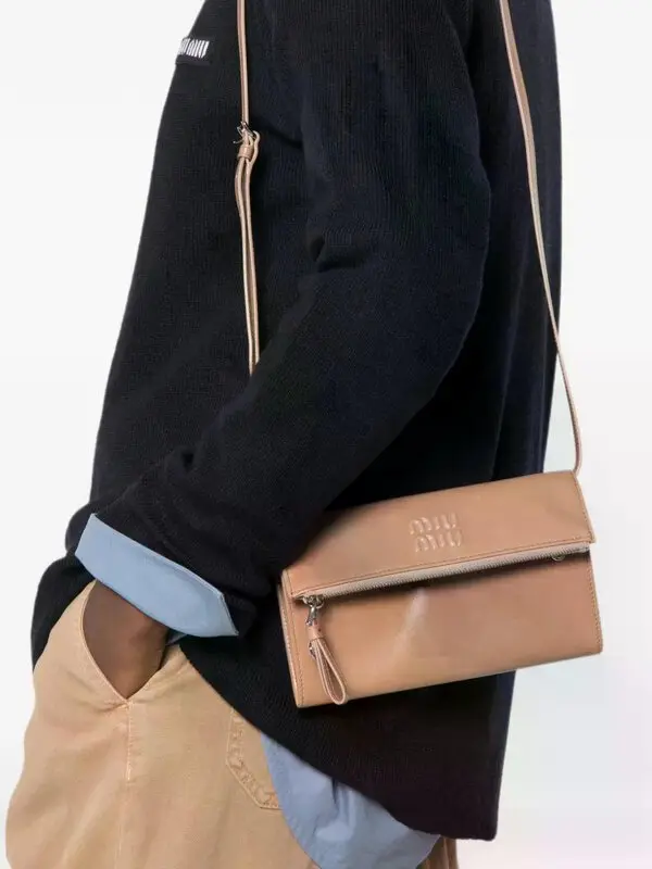 Miu Miu Embossed Logo Leather Cross Body Bag