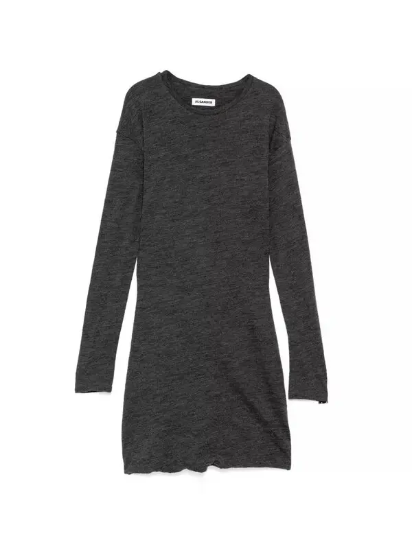 JIL SANDER Long Sleeve Crewneck Double Layer Mini Dress
