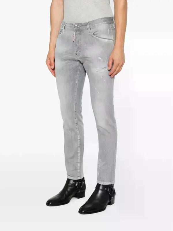 Dsquared2 Skater Distressed Logo-tag Denim Jeans - Grey