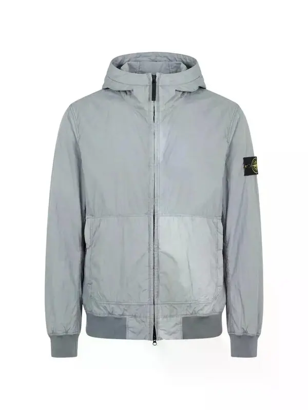 Stone Island Logo Patch Hooded Jacket - Grey