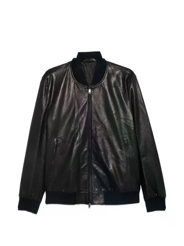 Brioni Zip-up Grained Leather Jacket