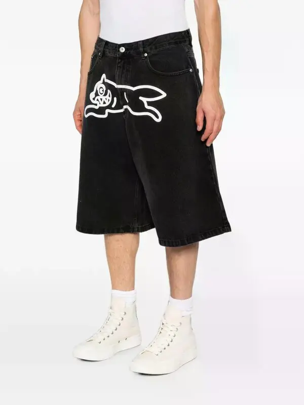 ICECREAM Running Dog Wide Leg Denim Shorts