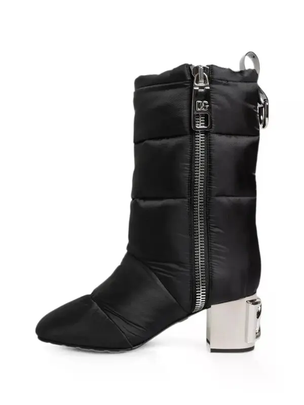 Dolce & Gabbana Padded Mid-calf Boots With Logo Heel