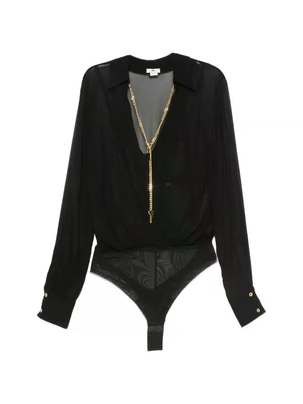Elisabetta Franchi Wrap-style Long-sleeve Bodysuit - Black