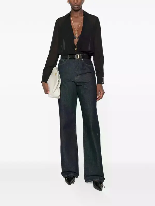 Elisabetta Franchi Wrap-style Long-sleeve Bodysuit - Black