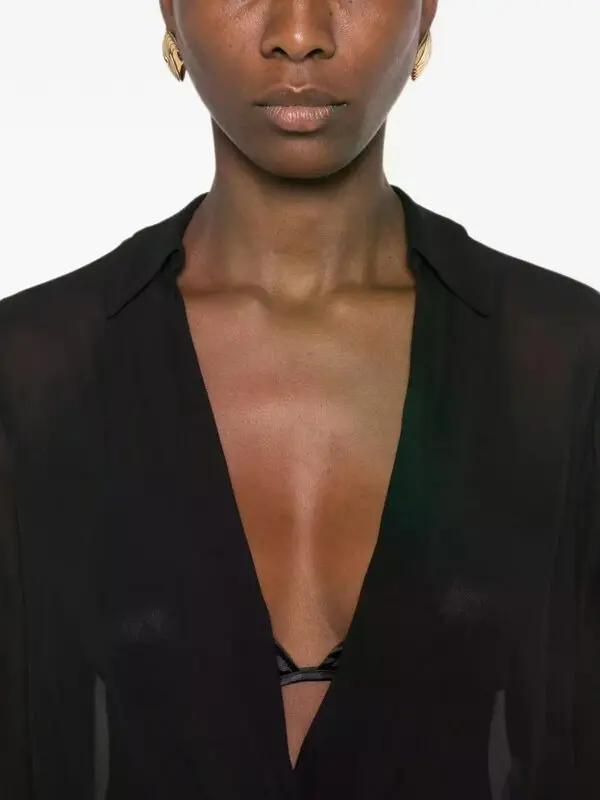 Elisabetta Franchi Wrap-style Long-sleeve Bodysuit - Black
