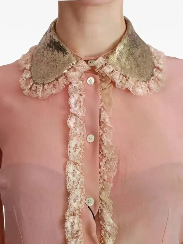 Dolce & Gabbana Sequin-embellished Lace-trimmed Blouse