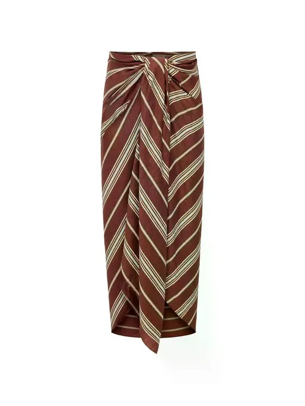 A.L.C. Rhodes Striped Wrap Midi Skirt