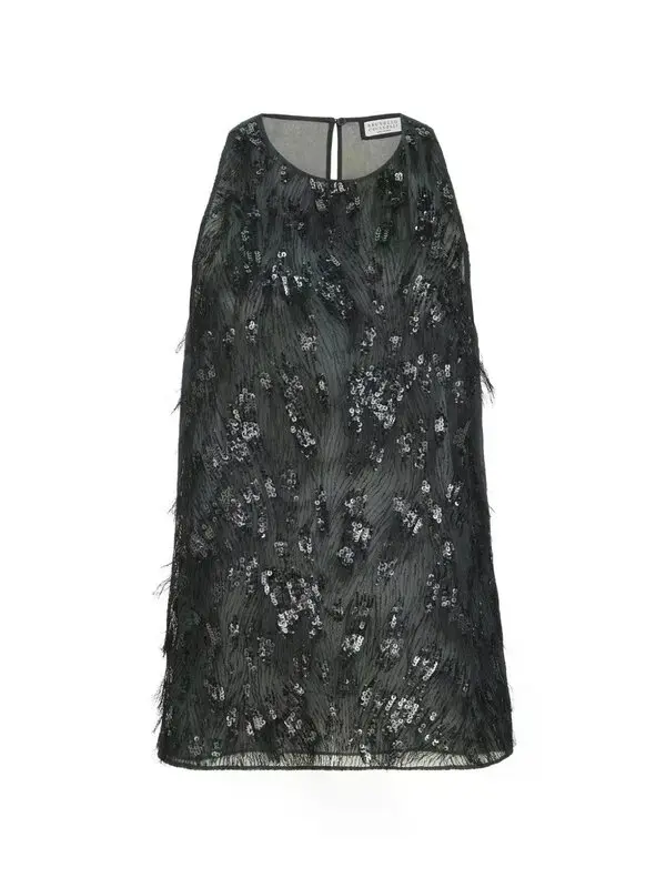 Brunello Cucinelli Crispy Silk Top With Lynx Embroidery