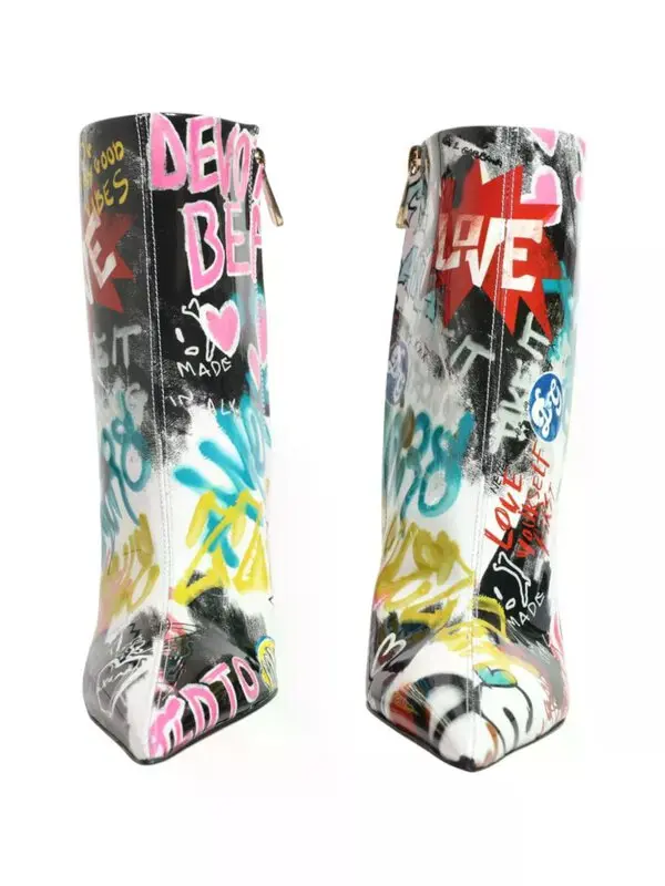 Dolce & Gabbana Keira Graffiti-print Stiletto Boots