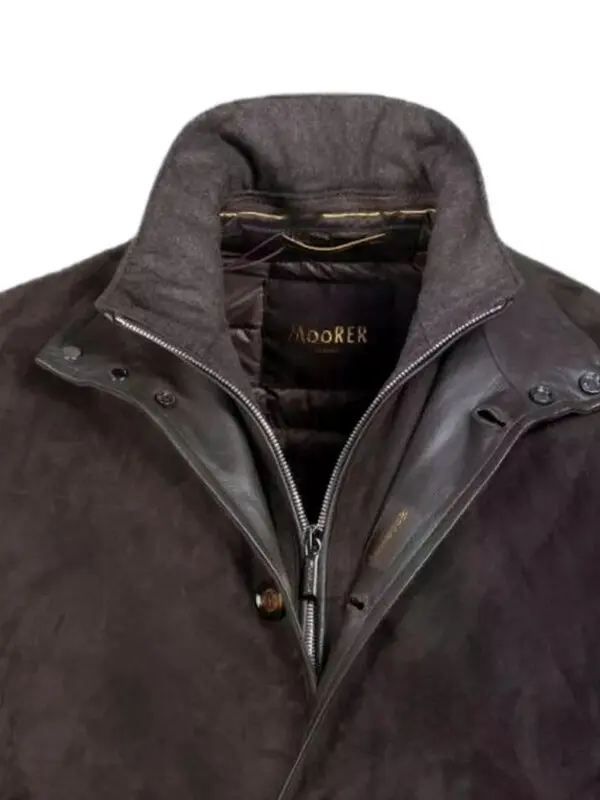 MOORER Suede Layered Effect Jacket - Brown