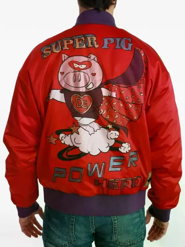 Dolce & Gabbana Satin Year Of The Pig Bomber Jacket