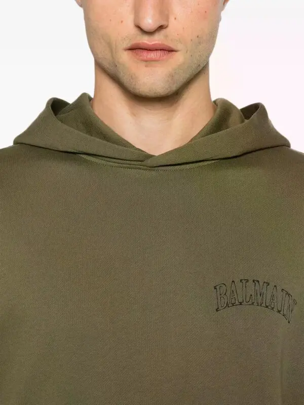 Balmain Logo Print Cotton Hoodie
