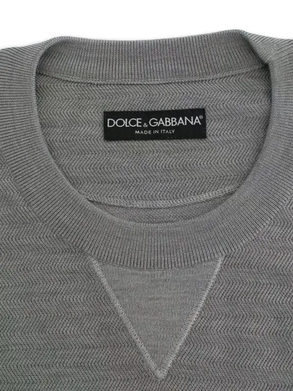 Dolce & Gabbana Chevron Knit Crew Neck Sweater
