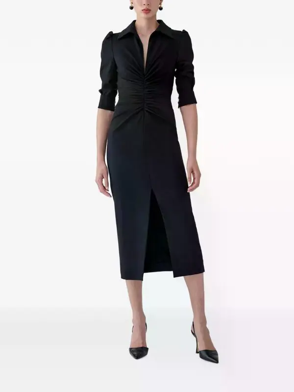 Carolina Herrera Ruched Midi Dress - Black