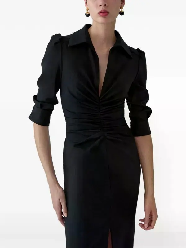 Carolina Herrera Ruched Midi Dress - Black