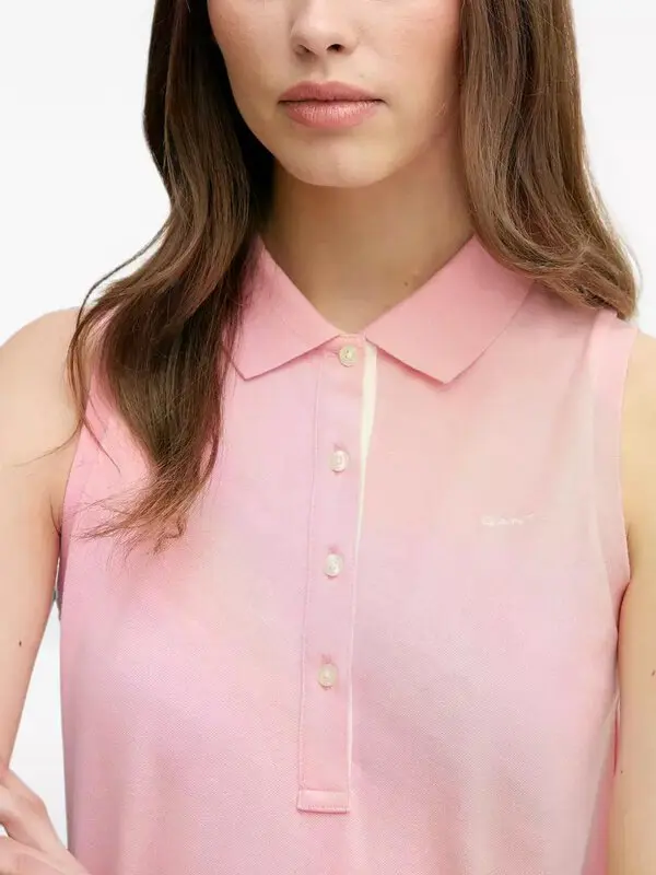 Gant Sleeveless Button Polo Shirt - Pink