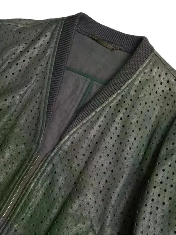 Dolce & Gabbana Perforated Leather Bomber Jacket