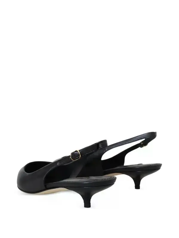 Dolce & Gabbana Leather Pointed Toe Kitten Heel Slingbacks