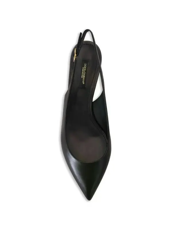 Dolce & Gabbana Leather Pointed Toe Kitten Heel Slingbacks