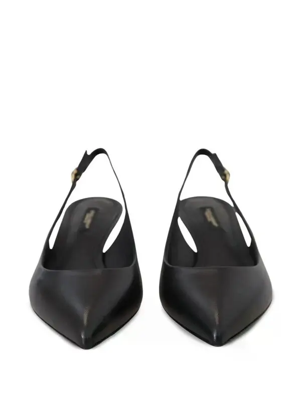 Dolce & Gabbana Leather Pointed Toe Kitten Heel Slingbacks