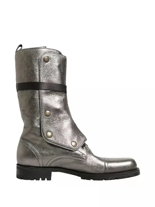 Dolce & Gabbana Metallic Leather Buckle-fastening Combat Boots