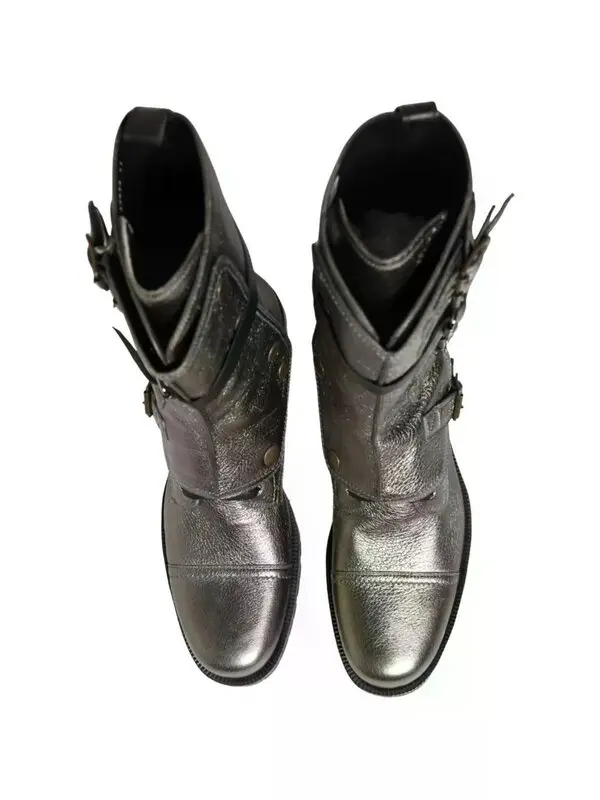 Dolce & Gabbana Metallic Leather Buckle-fastening Combat Boots