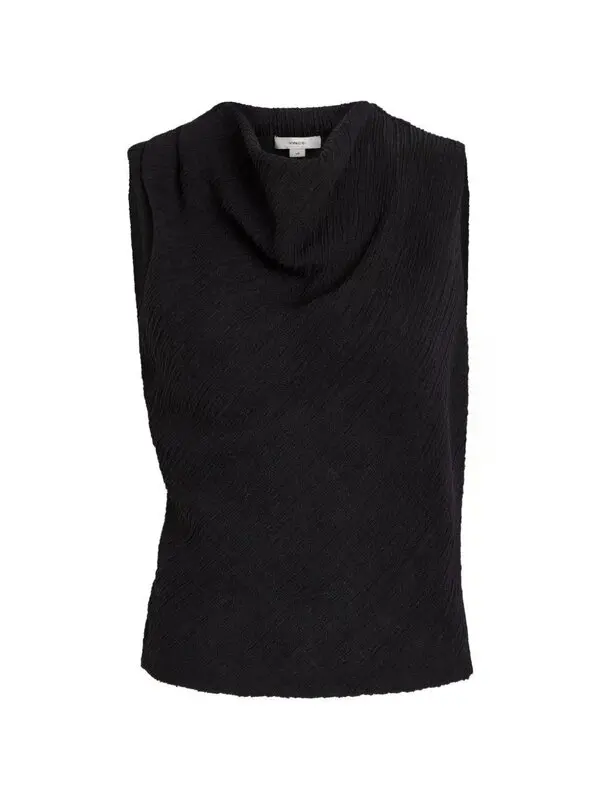 Vince Ribbed Cowl Neck Sleeveless Top
