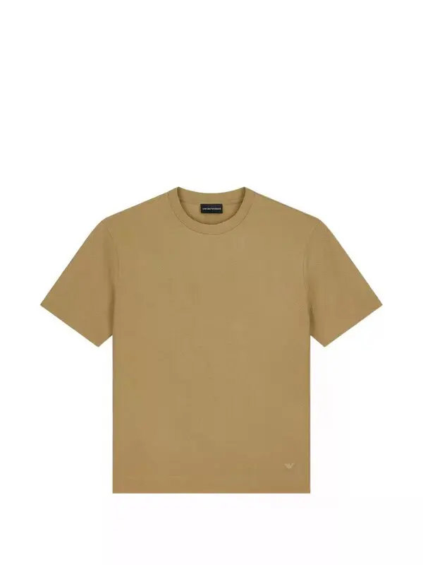 Emporio Armani Herringbone-pattern Embroidered-logo T-shirt