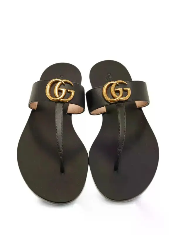 Gucci Gg Marmont Leather Thong Sandals