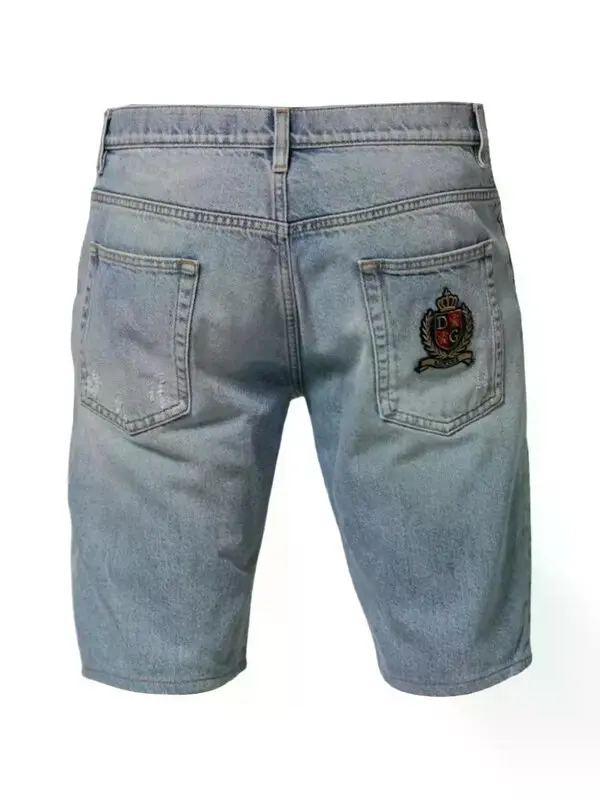 Dolce & Gabbana Distressed Crest-patch Denim Shorts