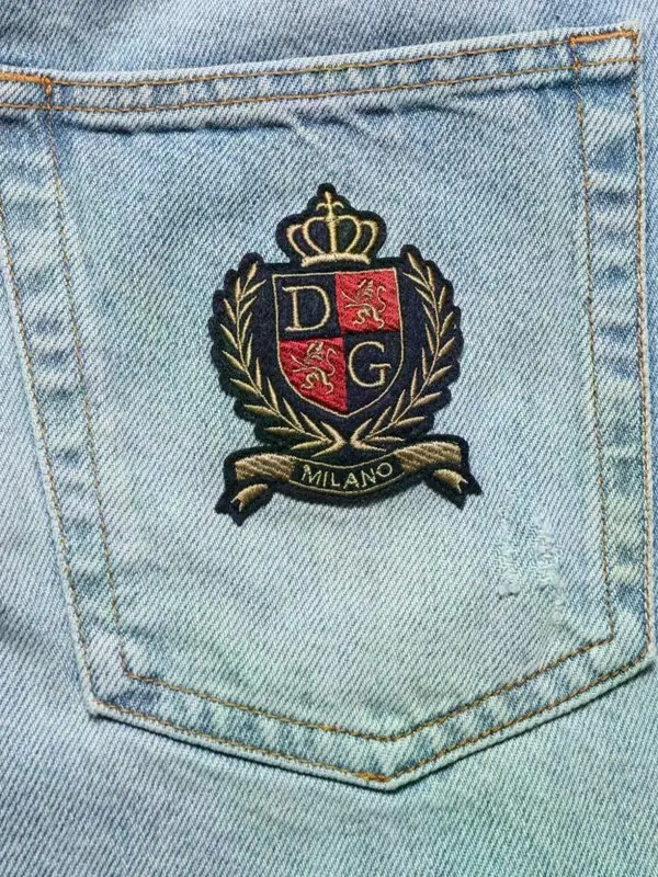 Dolce & Gabbana Distressed Crest-patch Denim Shorts