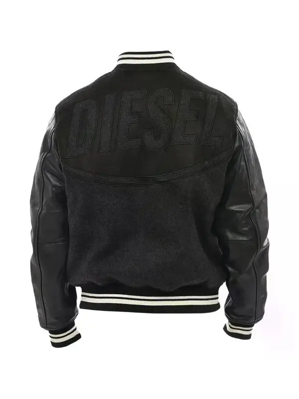 DIESEL® Bomber Jacket With Leather Sleeves And Embroidered Logo