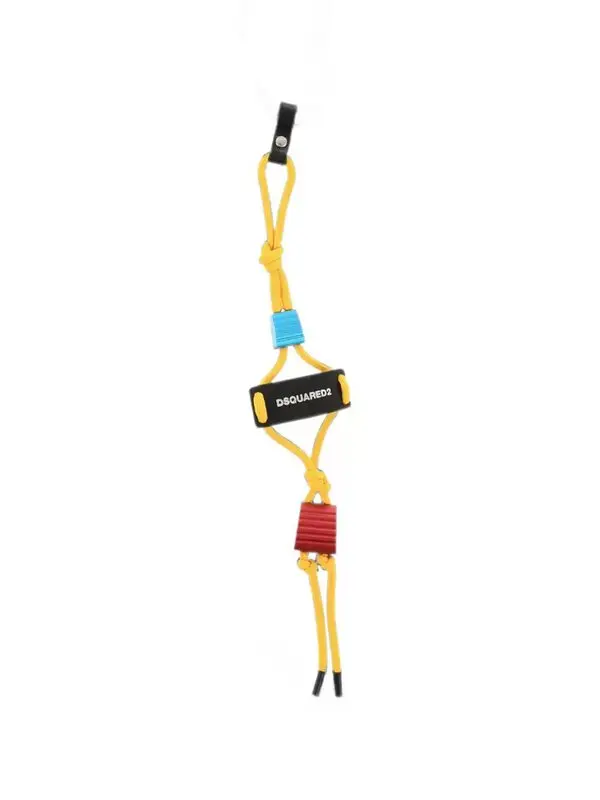 Dsquared2 Logo Plaque Rope Keyring - Yellow