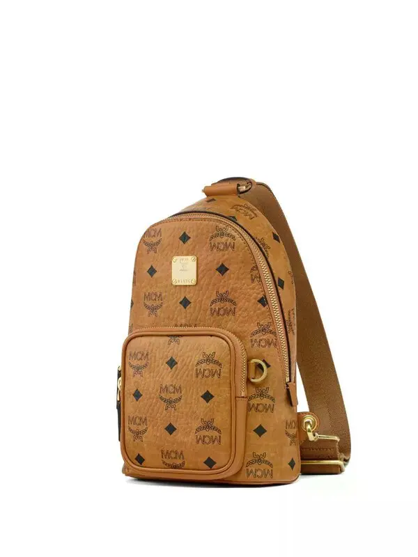 Mcm Visetos Monogram Messenger Bag - Neutrals