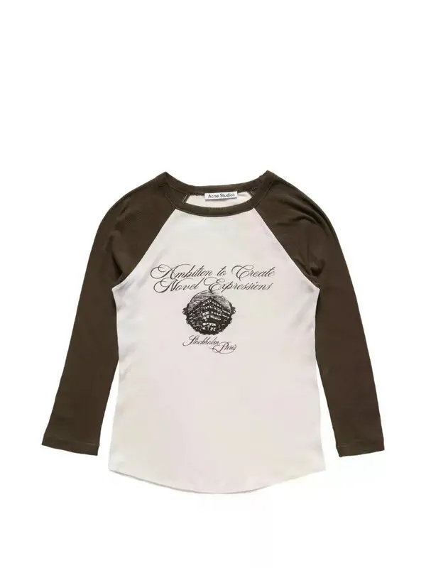 Acne Studios Ribbed Cotton Jersey T-shirt With Contrast Sleeves And Logo Detail