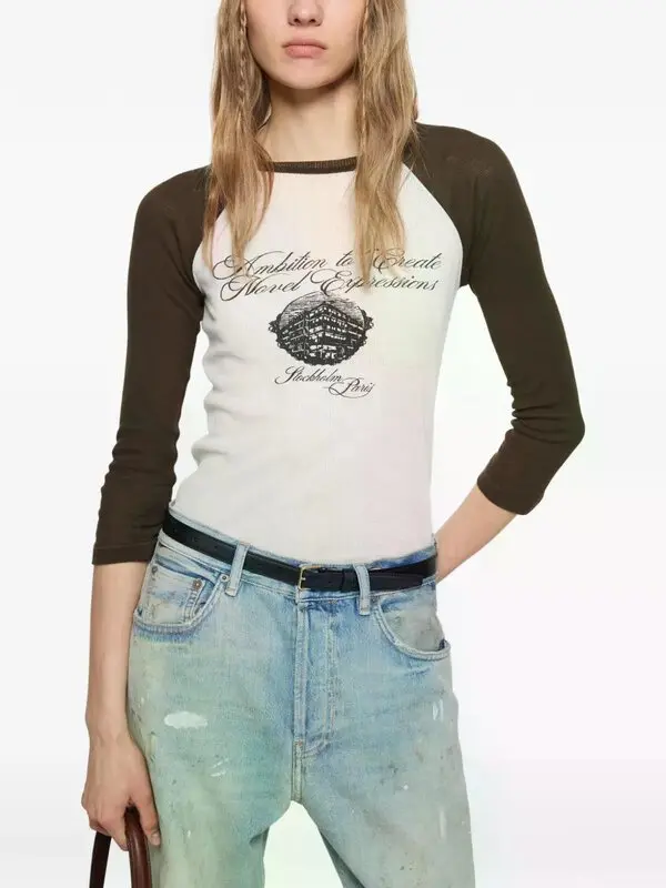 Acne Studios Ribbed Cotton Jersey T-shirt With Contrast Sleeves And Logo Detail