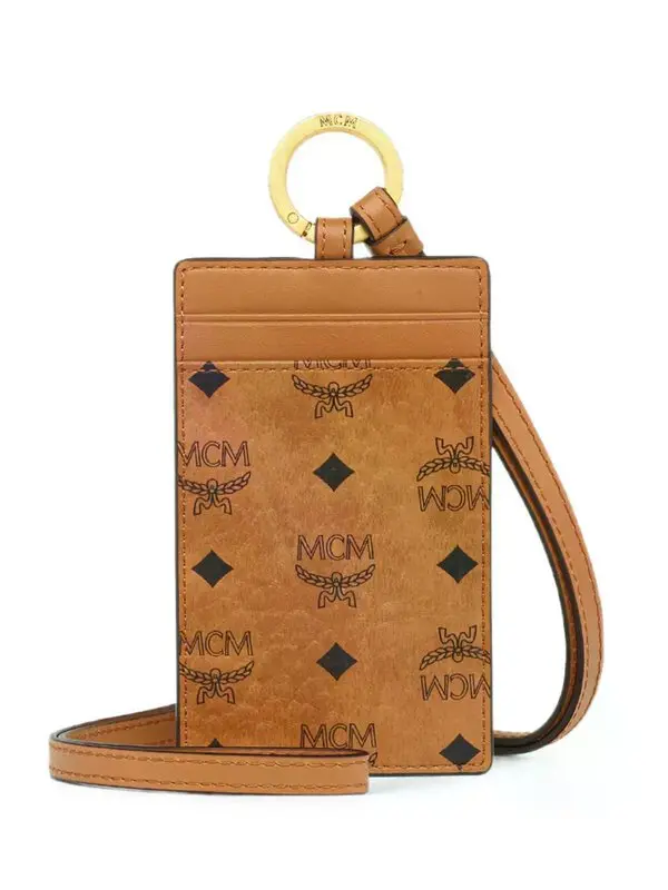 Mcm Visetos Lanyard Card Holder - Neutrals