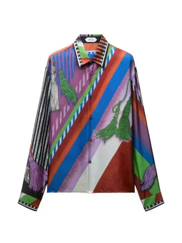 Versace Tassel-print Shirt - Blue
