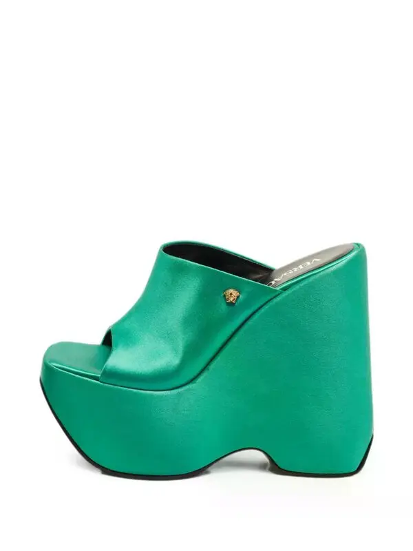 Versace Satin Platform Wedge Sandals